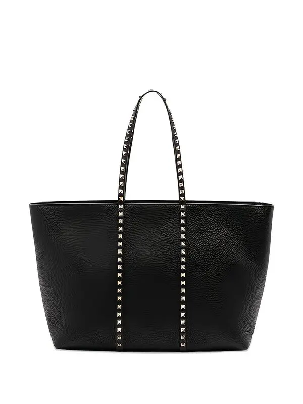 Valentino Garavani Rockstud Shopping Bag In Grainy Leather - Black