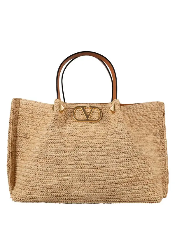 Valentino Garavani Medium Raffia Handbag With Pouch - Multicolor