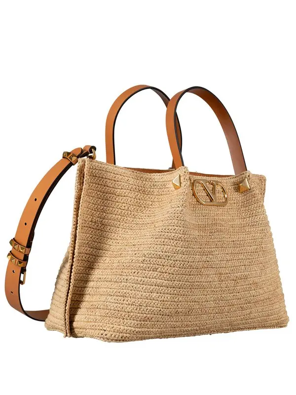 Valentino Garavani Medium Raffia Handbag With Pouch