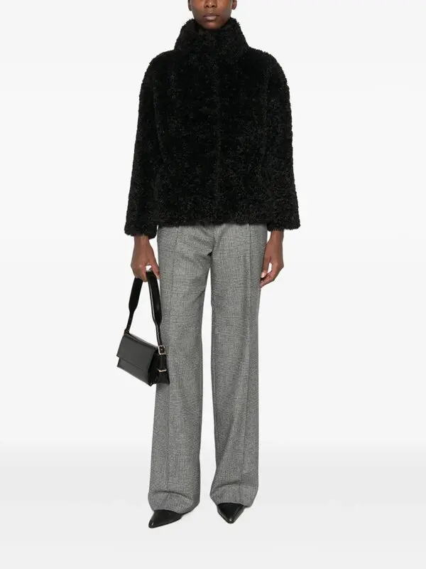 Herno High Neck Faux Fur Cropped Coat