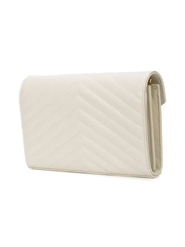 Saint Laurent Classic Cassandre Chain Wallet In Grain De Poudre Leather - Multicolor