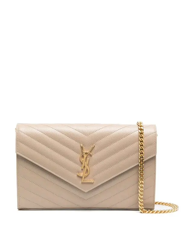 Saint Laurent Classic Cassandre Chain Wallet In Grain De Poudre Leather - Multicolor