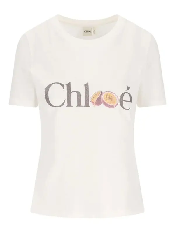 Chloé Cotton Jersey T-shirt With Passion Fruit Print - White