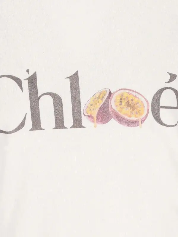 Chloé Cotton Jersey T-shirt With Passion Fruit Print - White