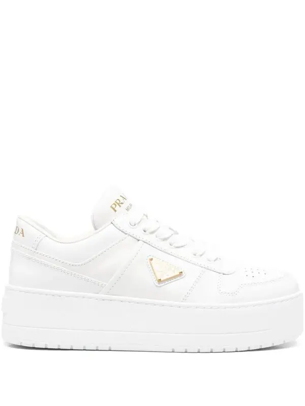 Prada Downtown Leather Sneakers - White