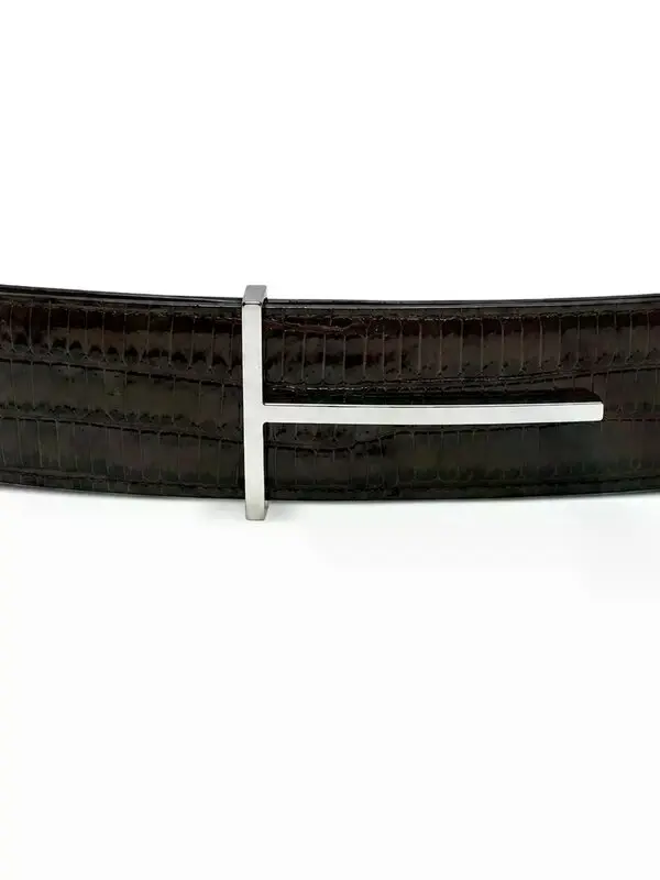 TOM FORD Reversible Lizard-embossed T-buckle Belt - Brown