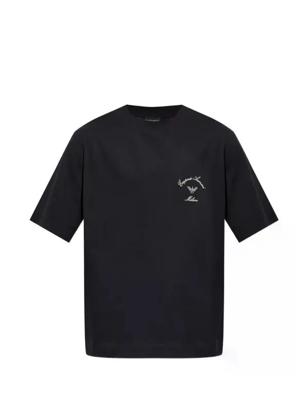 Emporio Armani Embroidered-logo T-shirt - Black