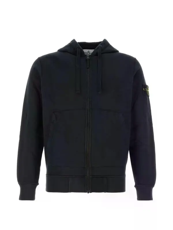 Stone Island 6100061 Organic Cotton Fleece Hooded Sweatshirt - Black