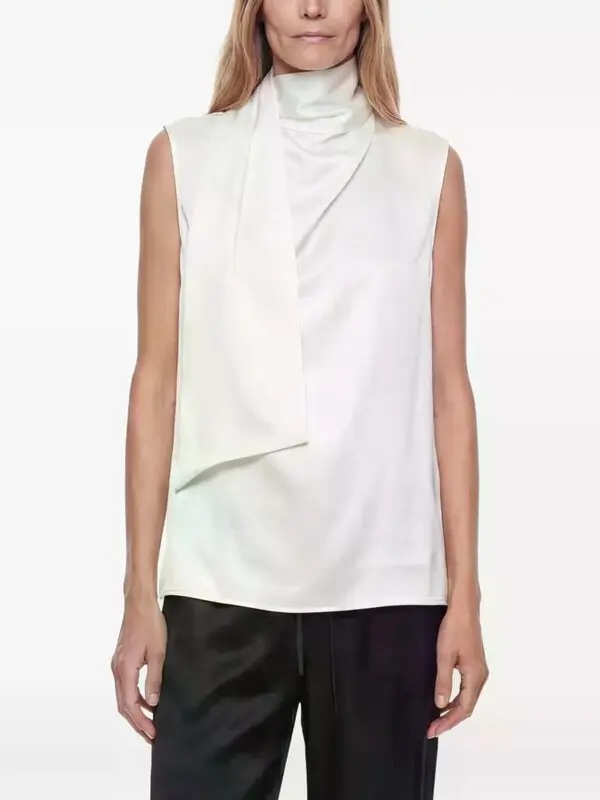 Khaite Loe Scarf-detail Sleeveless Blouse - White