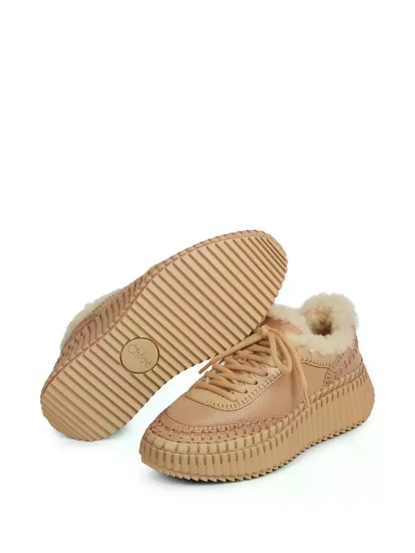Chloé Nama Shearling-trim Sneakers