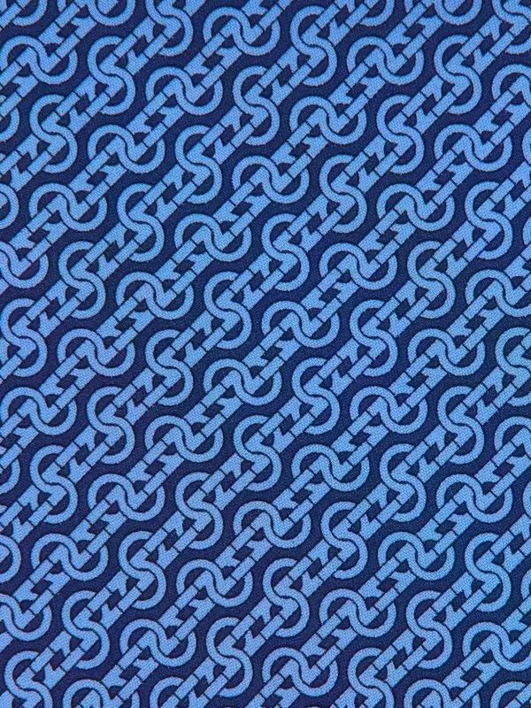 FERRAGAMO Woven Print Silk Tie - Blue