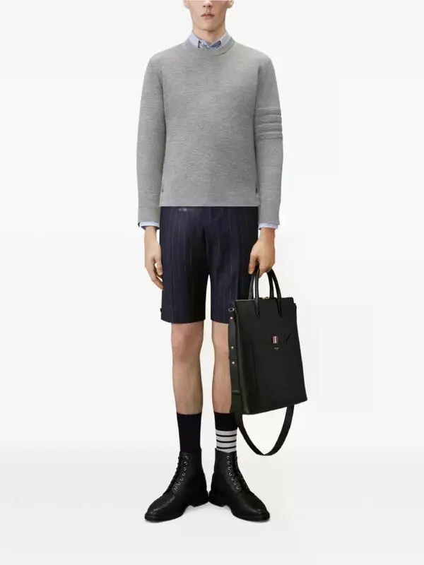 Thom Browne Milano Stitch 4-bar Bomber Pullover - Grey