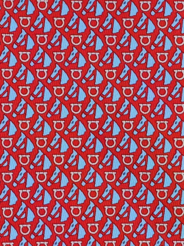 FERRAGAMO Equestrian Print Silk Tie - Red