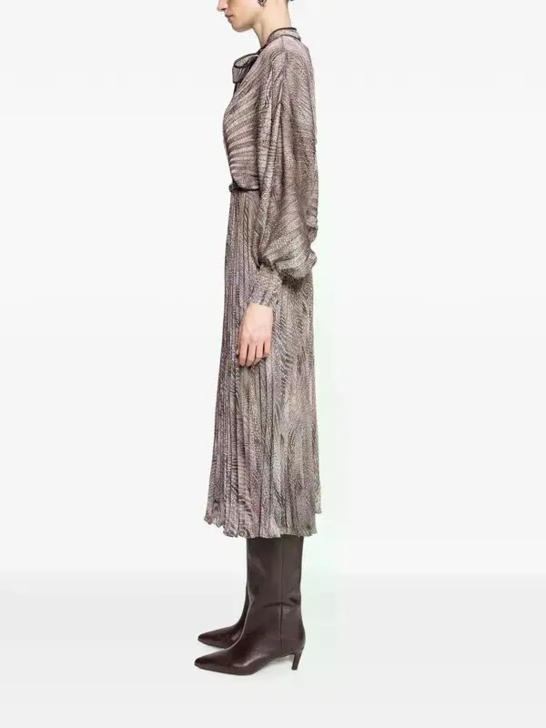 NISSA Pleated Chiffon Midi Dress