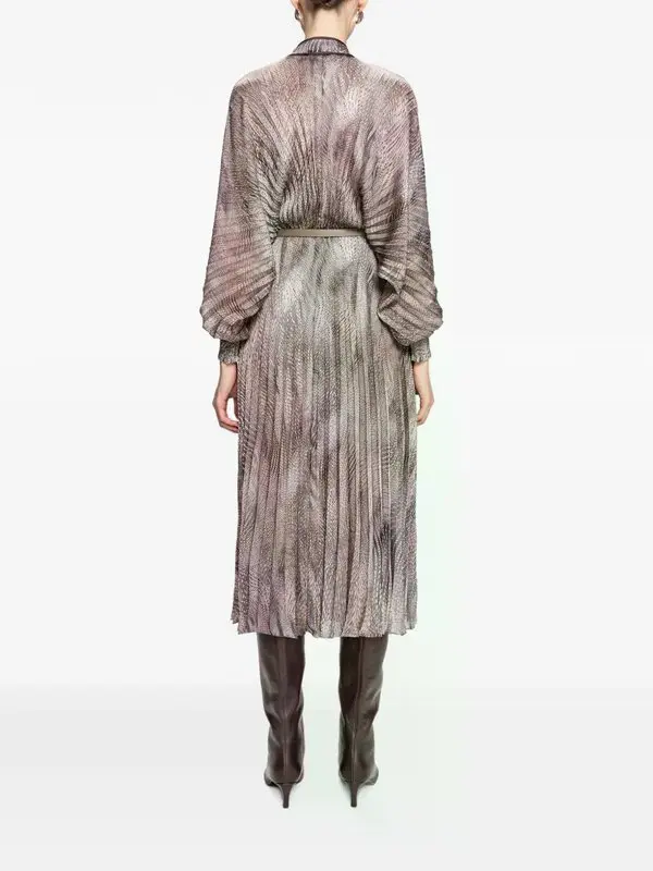 NISSA Pleated Chiffon Midi Dress