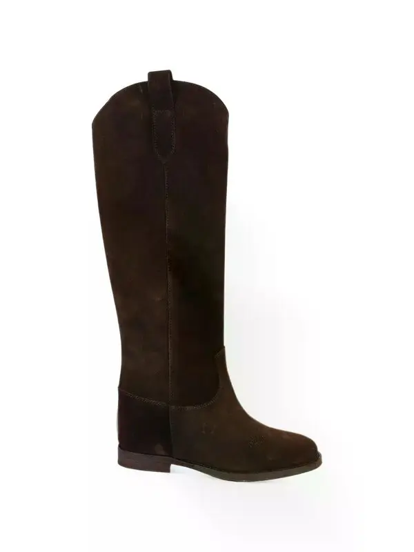VIA ROMA 15 Suede Western Boots - Brown