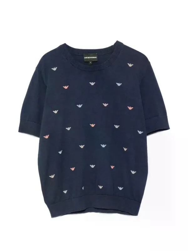 Emporio Armani Logo-embroidered Short-sleeve Sweater