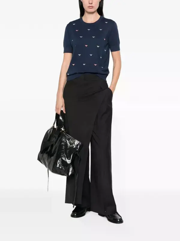 Emporio Armani Logo-embroidered Short-sleeve Sweater
