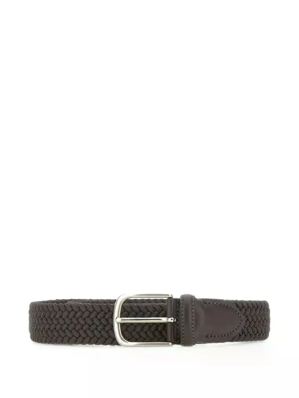 ALBERTO LUTI Woven Leather-trim Belt