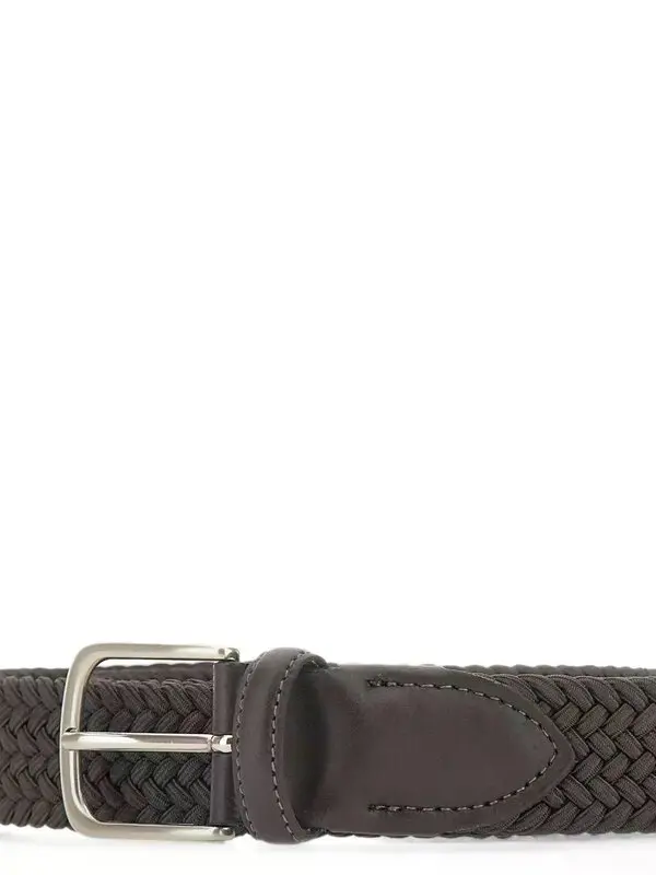 ALBERTO LUTI Woven Leather-trim Belt