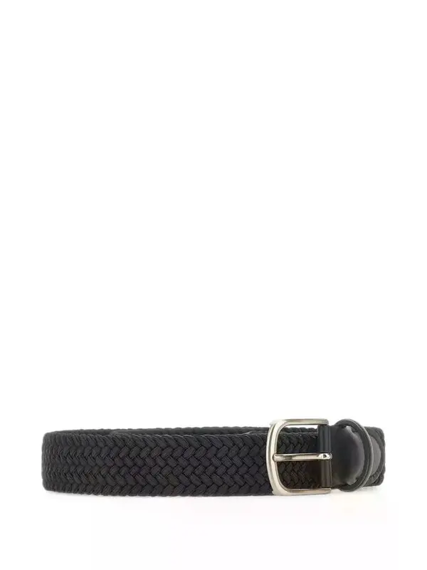 ALBERTO LUTI Woven Leather-trim Belt