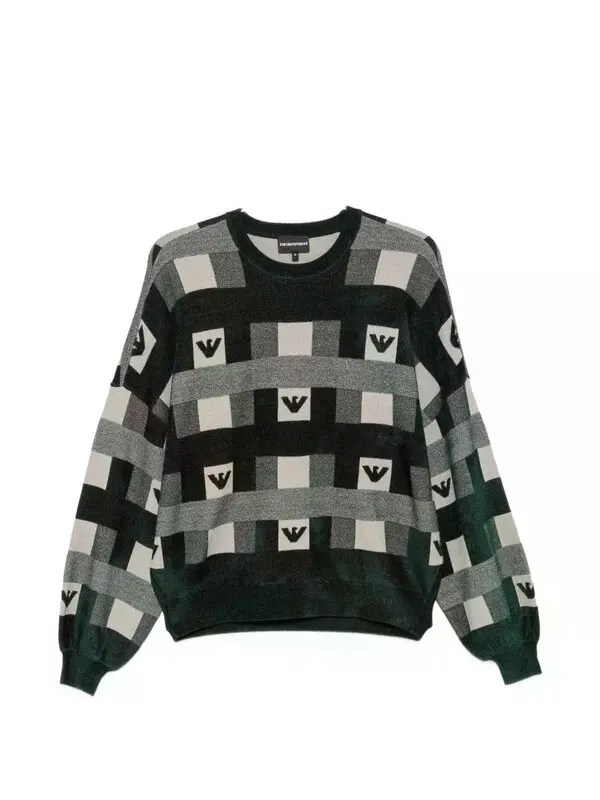 Emporio Armani Logo-patterned Intarsia-knit Sweater