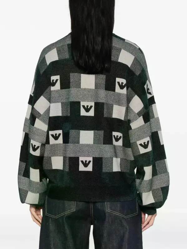 Emporio Armani Logo-patterned Intarsia-knit Sweater