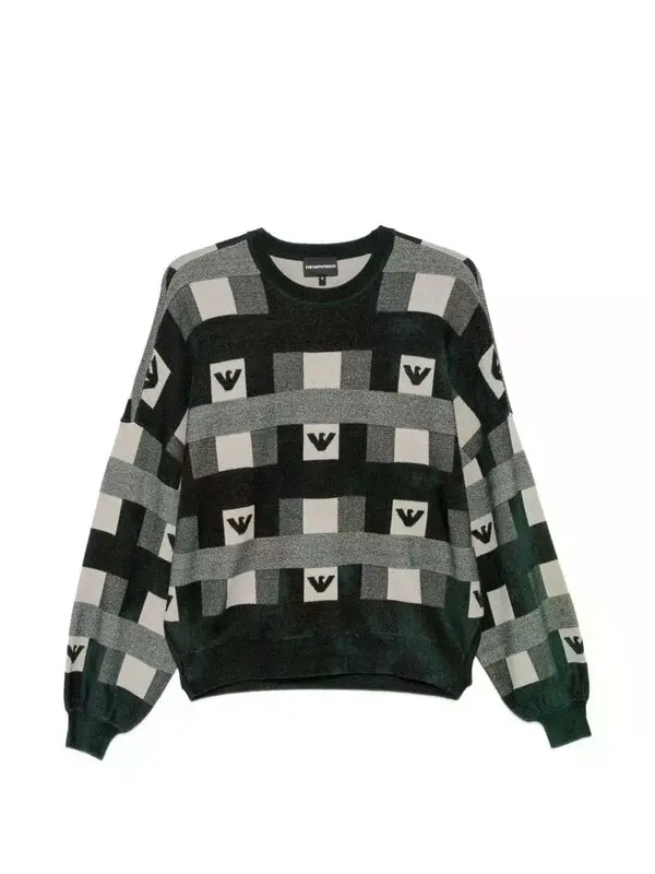 Emporio Armani Logo Intarsia Knit Sweater - Green