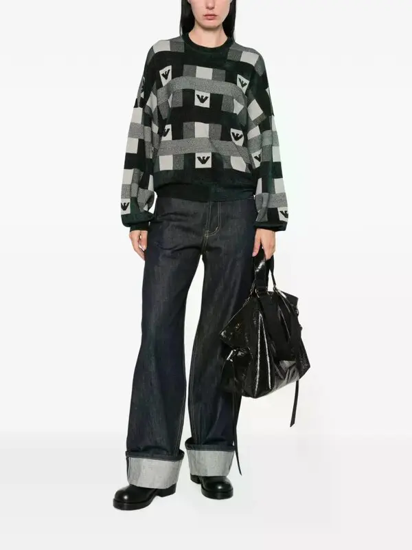 Emporio Armani Logo Intarsia Knit Sweater - Green