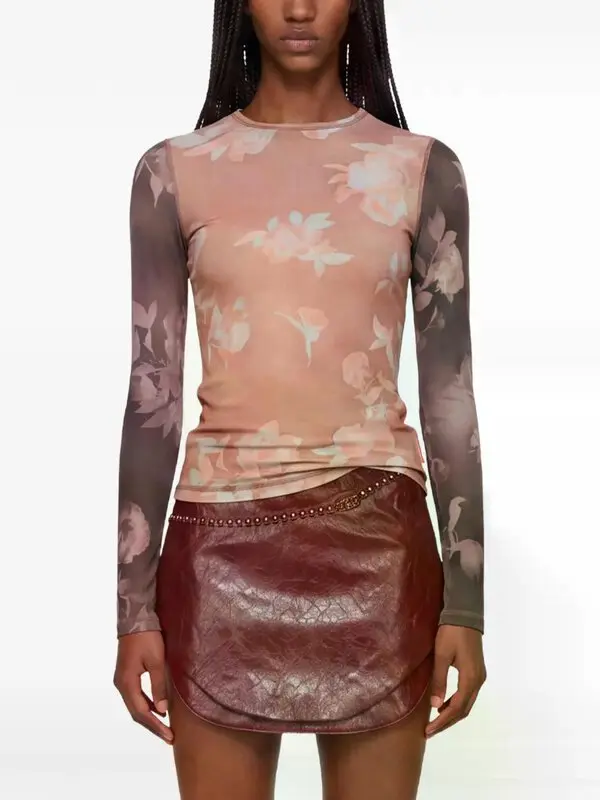 DIESEL® Top In Floral-print Ribbed Jersey