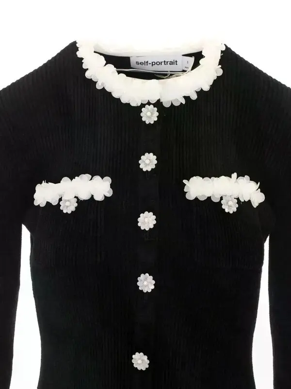 SELF-PORTRAIT Floral-button Chenille-knit Mini Dress