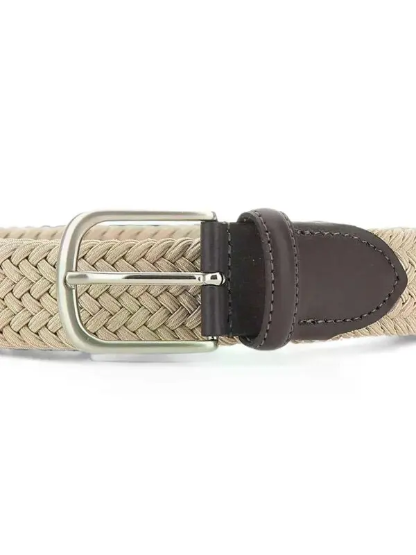 ALBERTO LUTI Woven Leather-trim Belt