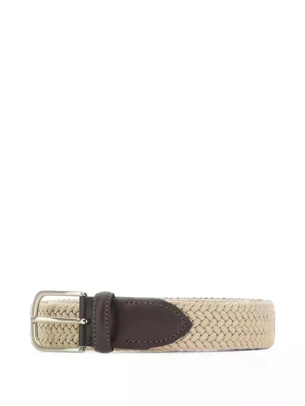 ALBERTO LUTI Woven Leather-trim Belt