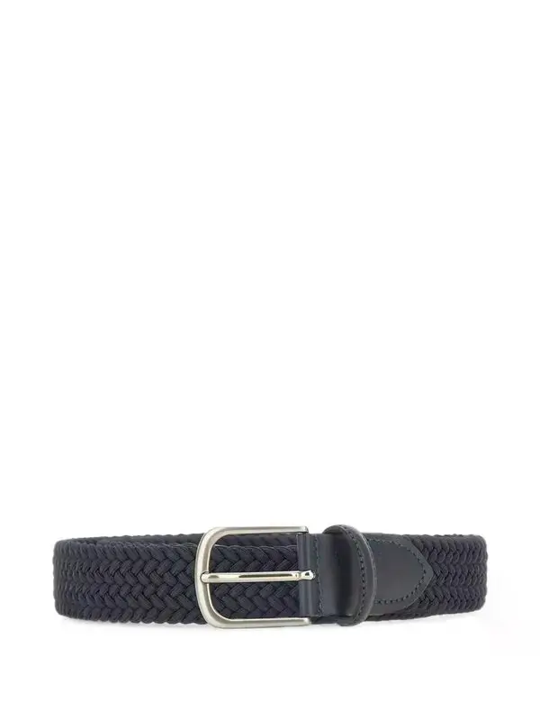 ALBERTO LUTI Woven Leather-trim Belt