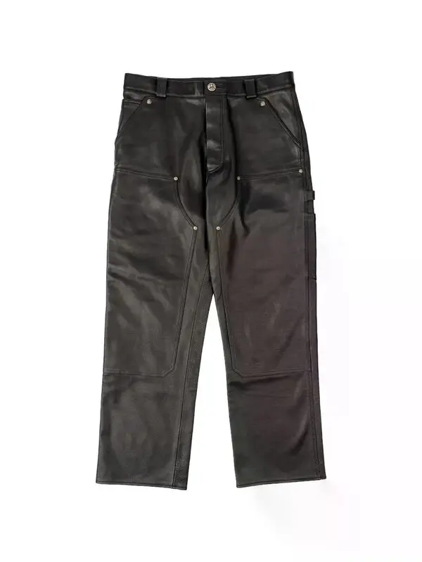 Chrome Hearts Leather Double-knee Straight-leg Trousers - Black
