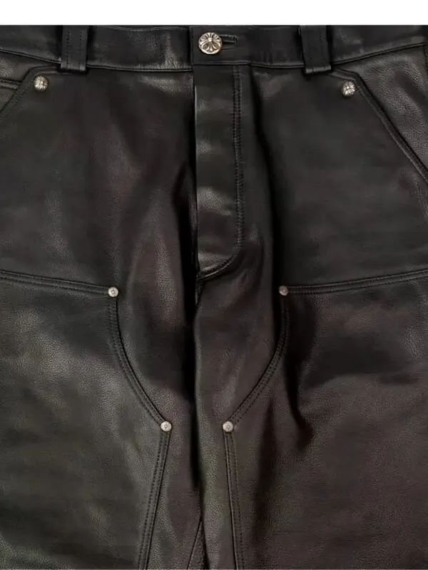 Chrome Hearts Leather Double-knee Straight-leg Trousers