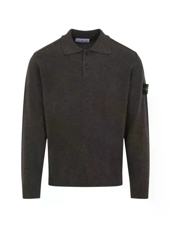 Stone Island 5100018 Light Rws Geelong Wool Loose-fit Polo Collar Jumper With Button Placket - Brown