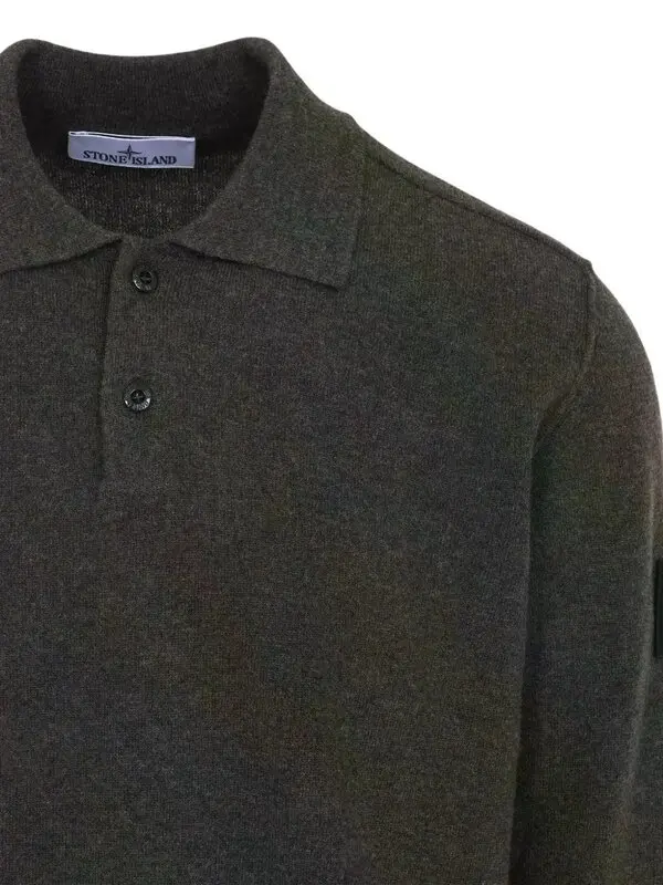 Stone Island 5100018 Light Rws Geelong Wool Loose-fit Polo Collar Jumper With Button Placket - Brown