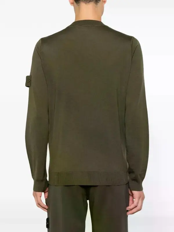 Stone Island 5100074 Light Pure Rws Wool_s.i. Ghost Regular-fit Crewneck Jumper With Ribbed Trims - Green