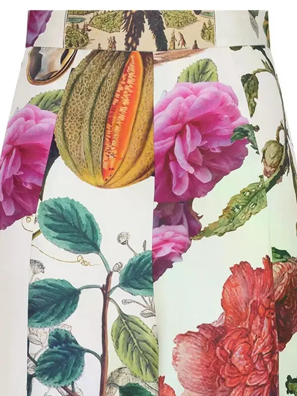 Libertine Hollyhock Tulip Print Midi Skirt - Neutrals