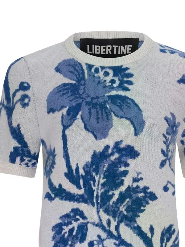 Libertine Floral Intarsia Short-sleeve Sweater