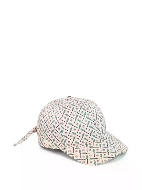Lacoste Racket-print Bow-detail Cap - Neutrals