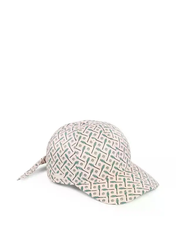 Lacoste Racket Print Bow Detail Cap - Neutrals