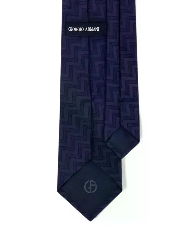 Giorgio Armani Zigzag-jacquard Tie - Blue