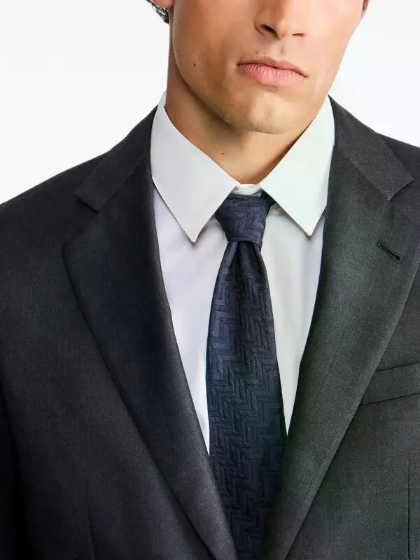 Giorgio Armani Zigzag-jacquard Tie - Blue