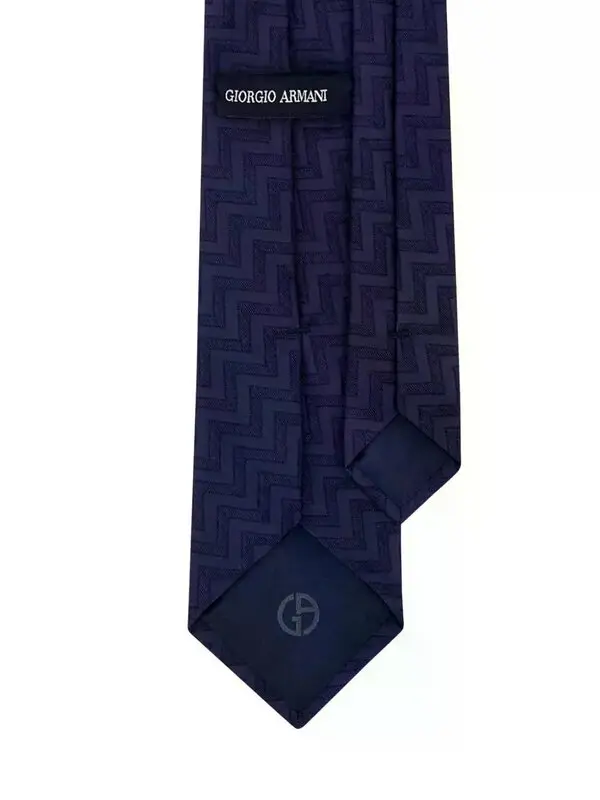 Giorgio Armani Zigzag Jacquard Neck Tie - Blue