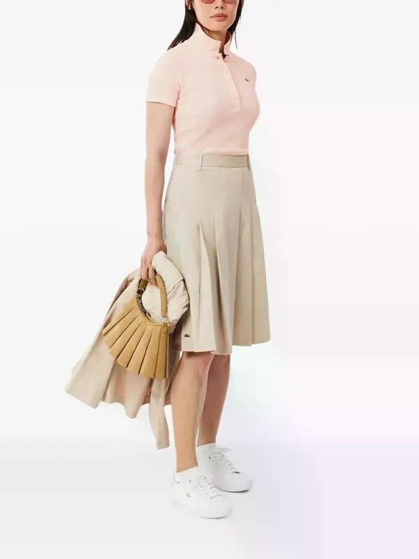 Lacoste Ribbed-knit Logo-patch Polo Shirt - Pink