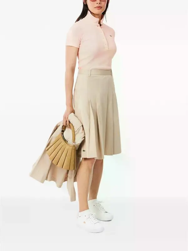 Lacoste Ribbed-knit Logo-patch Polo Shirt - Pink