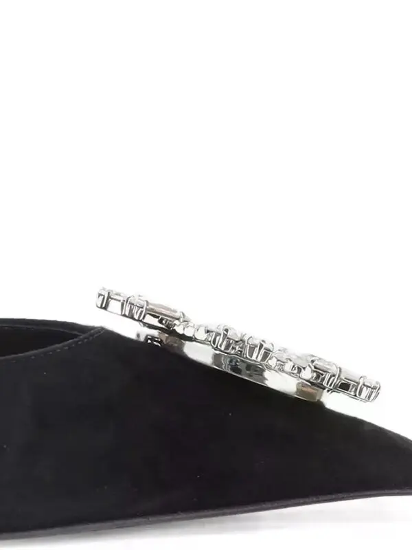 Amina Muaddi Begum Crystal-brooch Suede Slingback Pumps