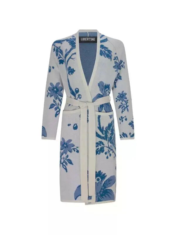Libertine Floral-intarsia Belted Coat - Neutrals